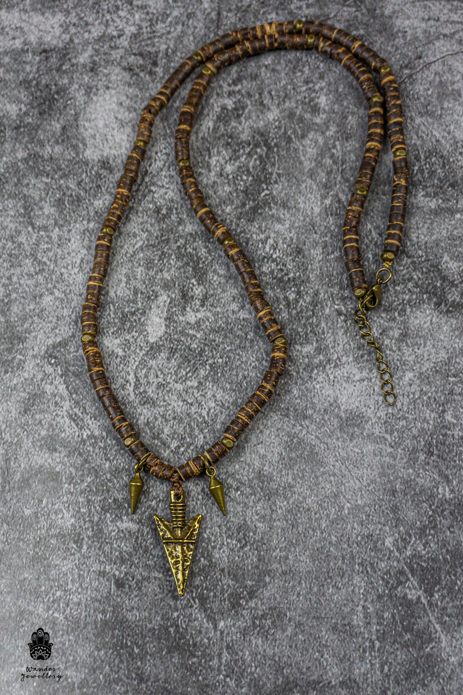 Mens Coconut Shell Beadead Arrowhead Pendant Necklace Wooden - Etsy