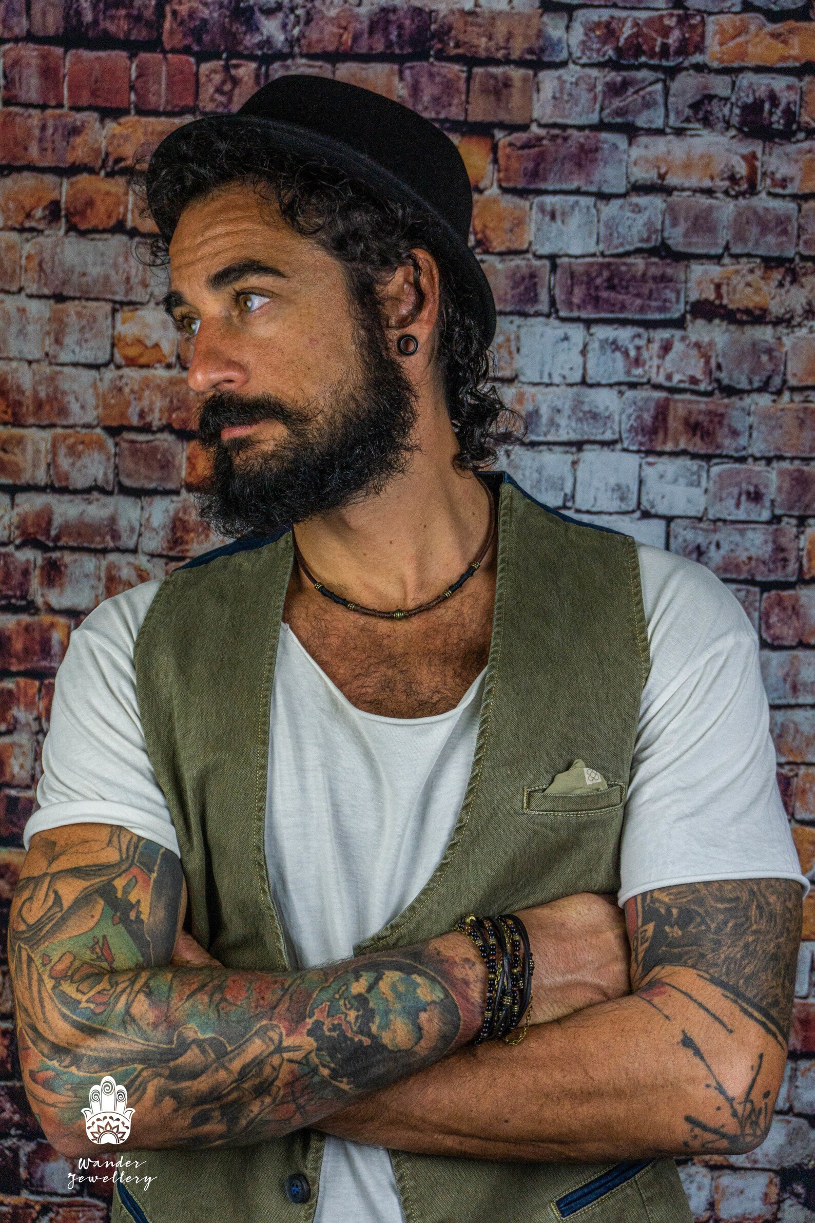 Mens Leather Statement Choker Necklace- Tribal Rustic Minimalist ...