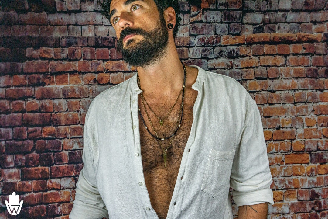 Black and Antique Gold Layered Chain Necklace for Men- Mens Layering ...