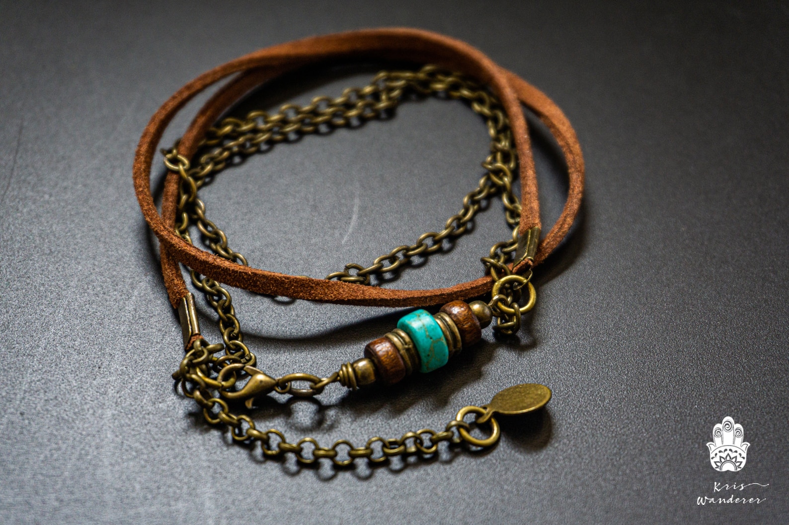 Mens Leather and Chain Wrap Bracelet - Delicate Boho Minimalist ...