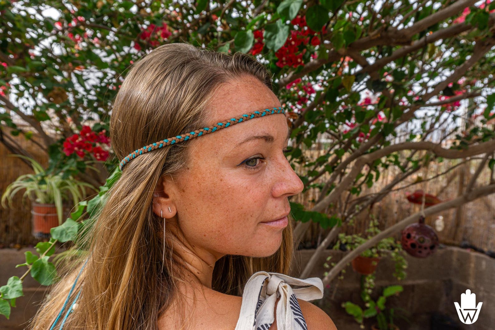 Boho Hippie Feathered Headband- Long Drop Leather Headband With ...