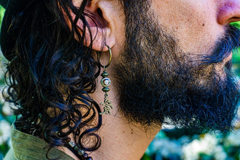 Mens Tibetan Third Eye Protection Earring - Boho Single Yoga Earring ...