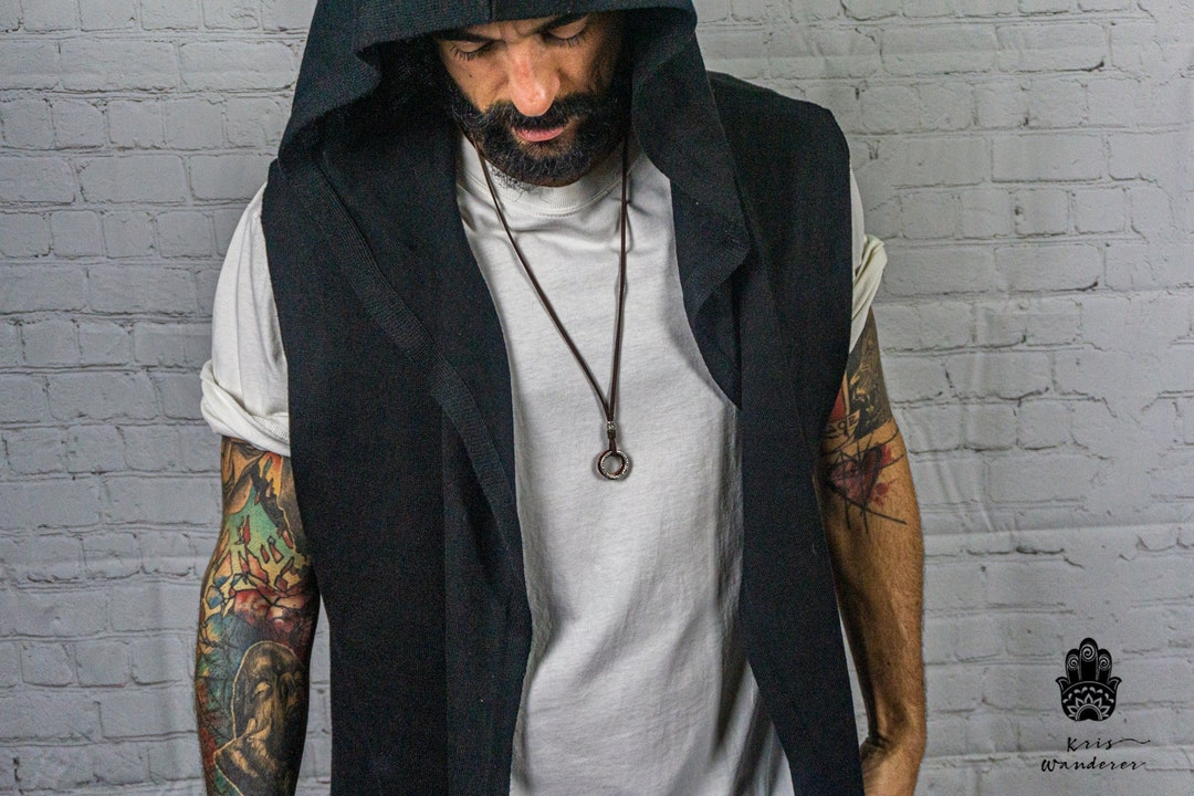 3 Ring Pendant Necklace for Men- Mens Long Boho Everyday Necklace ...