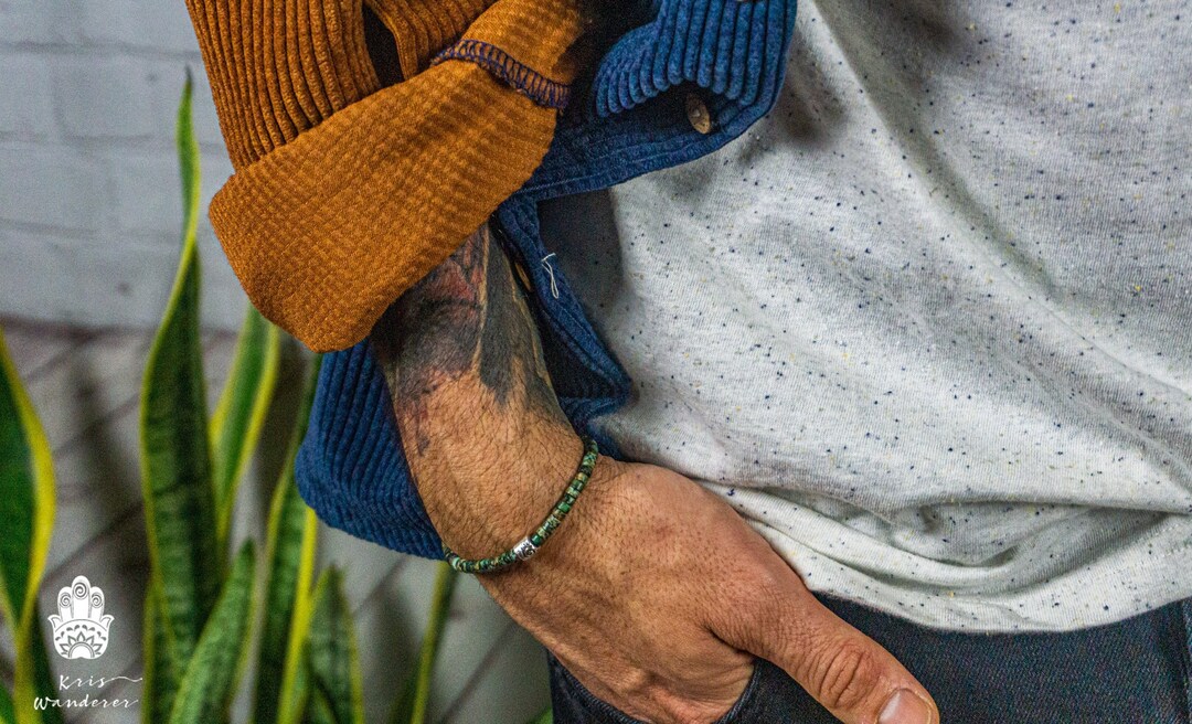 Boho Chic Elegant Gemstone Bracelet for Men- African Turquoise Jasper ...