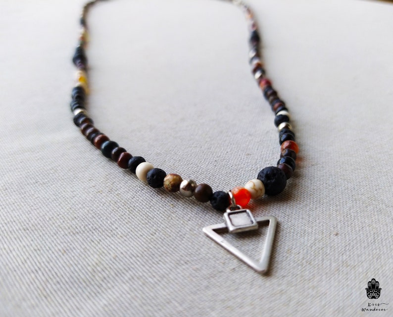 Mens Lava Stone Necklace- Men Beaded Necklace-minimalist Necklace for ...
