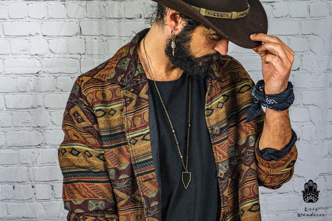 Mens Minimalist Pendant Necklace- Long Bronze Chain Modern Necklace for ...