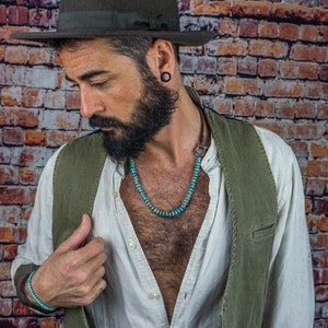 Leather Beaded Boho Chic Unique Designer Necklace- Mens Imperial Jasper ...