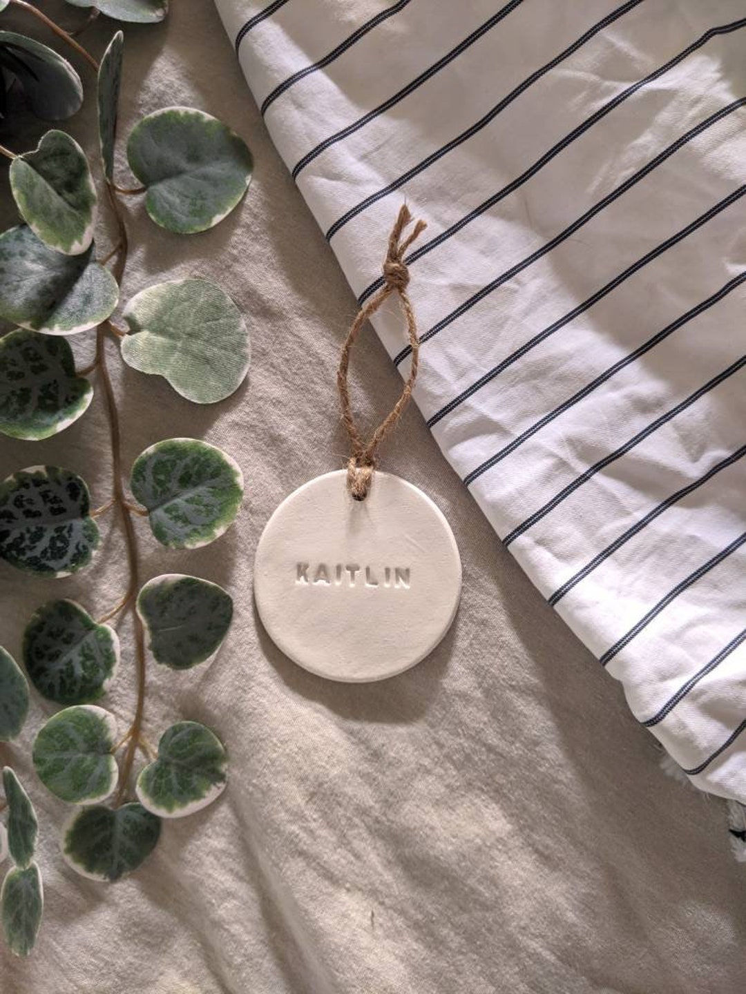 Personalised White Clay Name Christmas Tree Ornaments; Gift Accessory ...