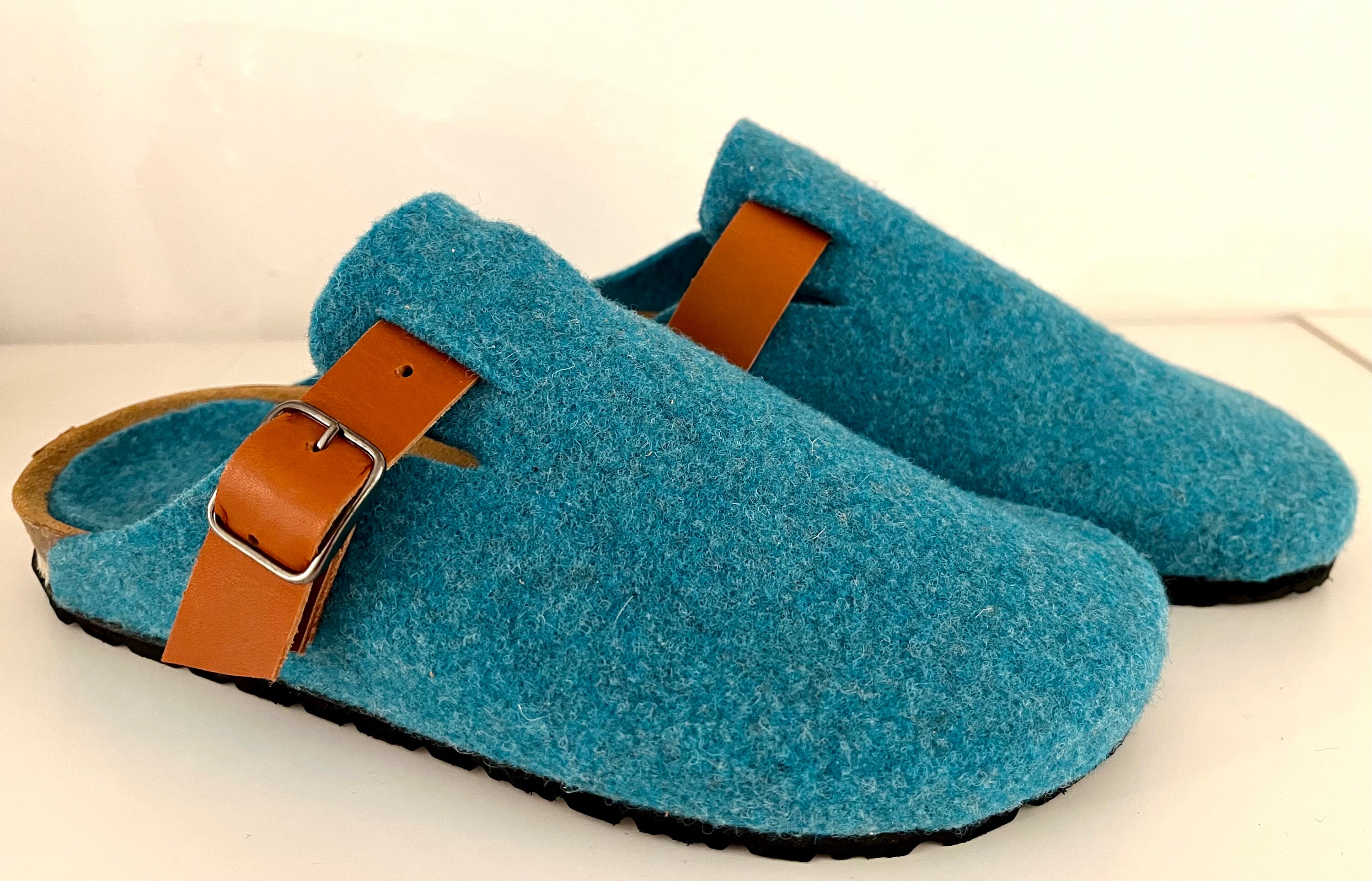 Turquoise Wool Felt Clogs, Anatomical Clogs - Etsy