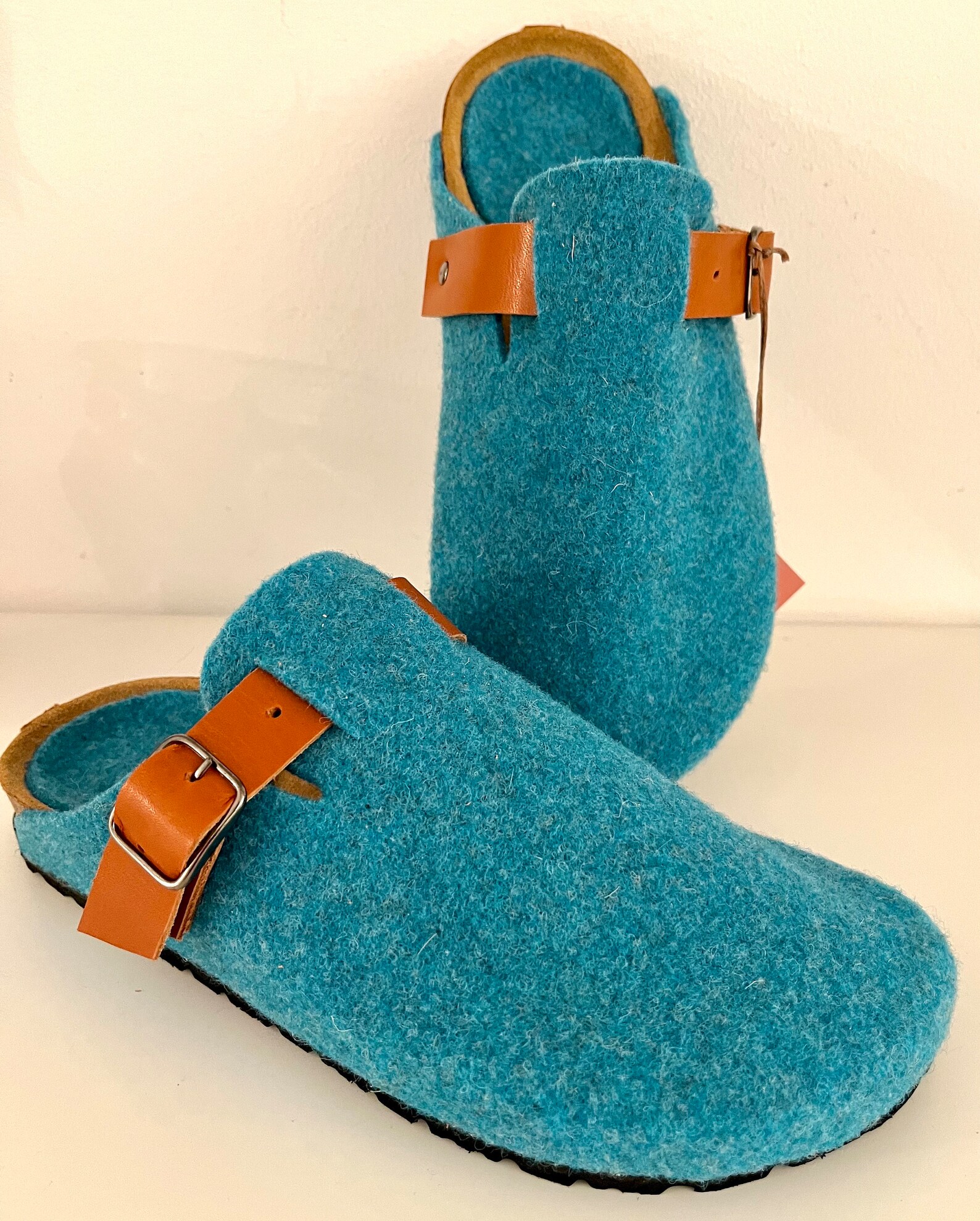 Turquoise Wool Felt Clogs, Anatomical Clogs - Etsy