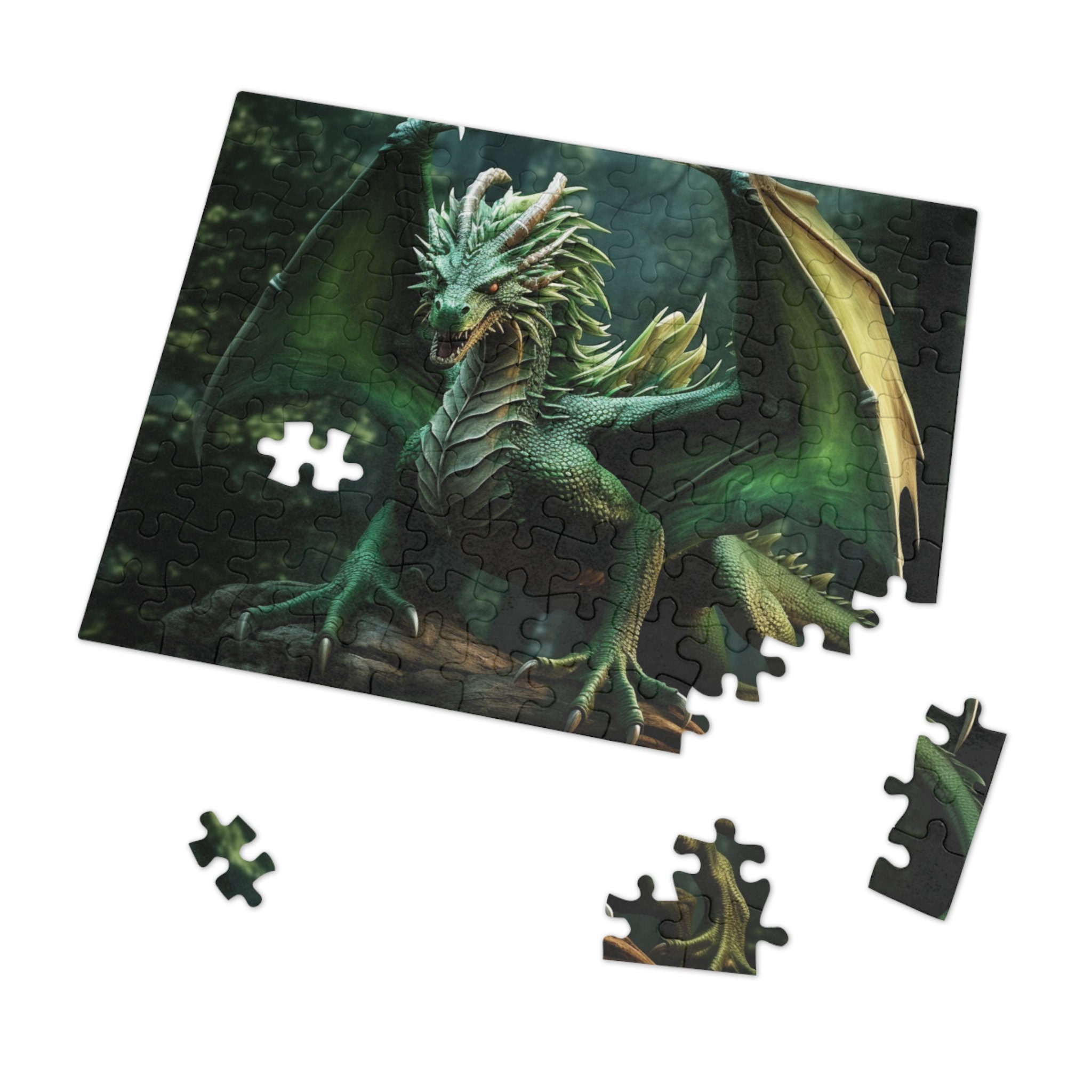 Puzzle Dragon Jigsaw Puzzle, Green Dragon, 1000 Piece Adult Puzzle ...
