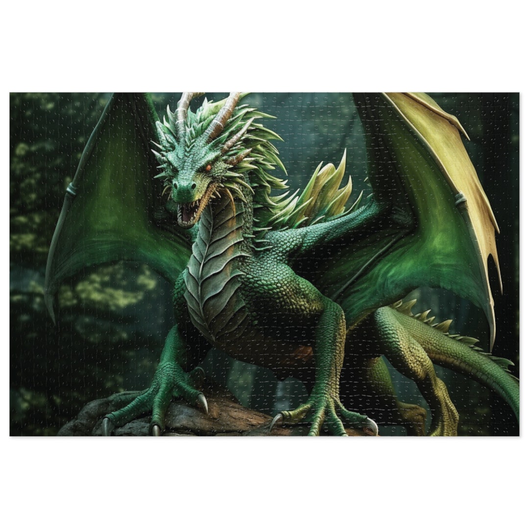 Puzzle Dragon Jigsaw Puzzle, Green Dragon, 1000 Piece Adult Puzzle ...