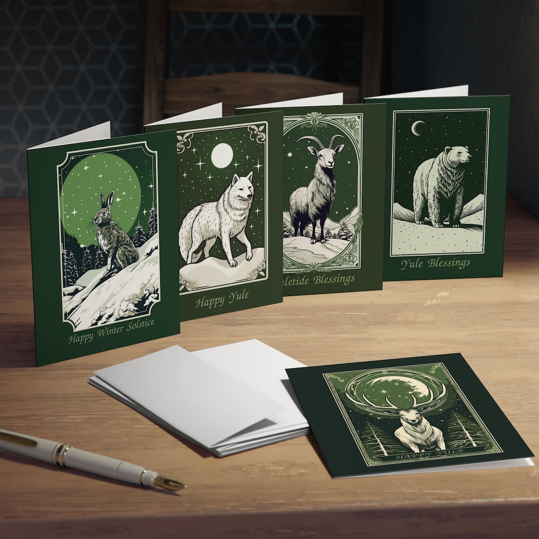 Yule Greeting Cards With Animals, Seasonal, Yuletide Blessings, Druid ...