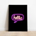 Hello Print, Neon, Wall Art, Wall Art Poster, Printable Digital ...