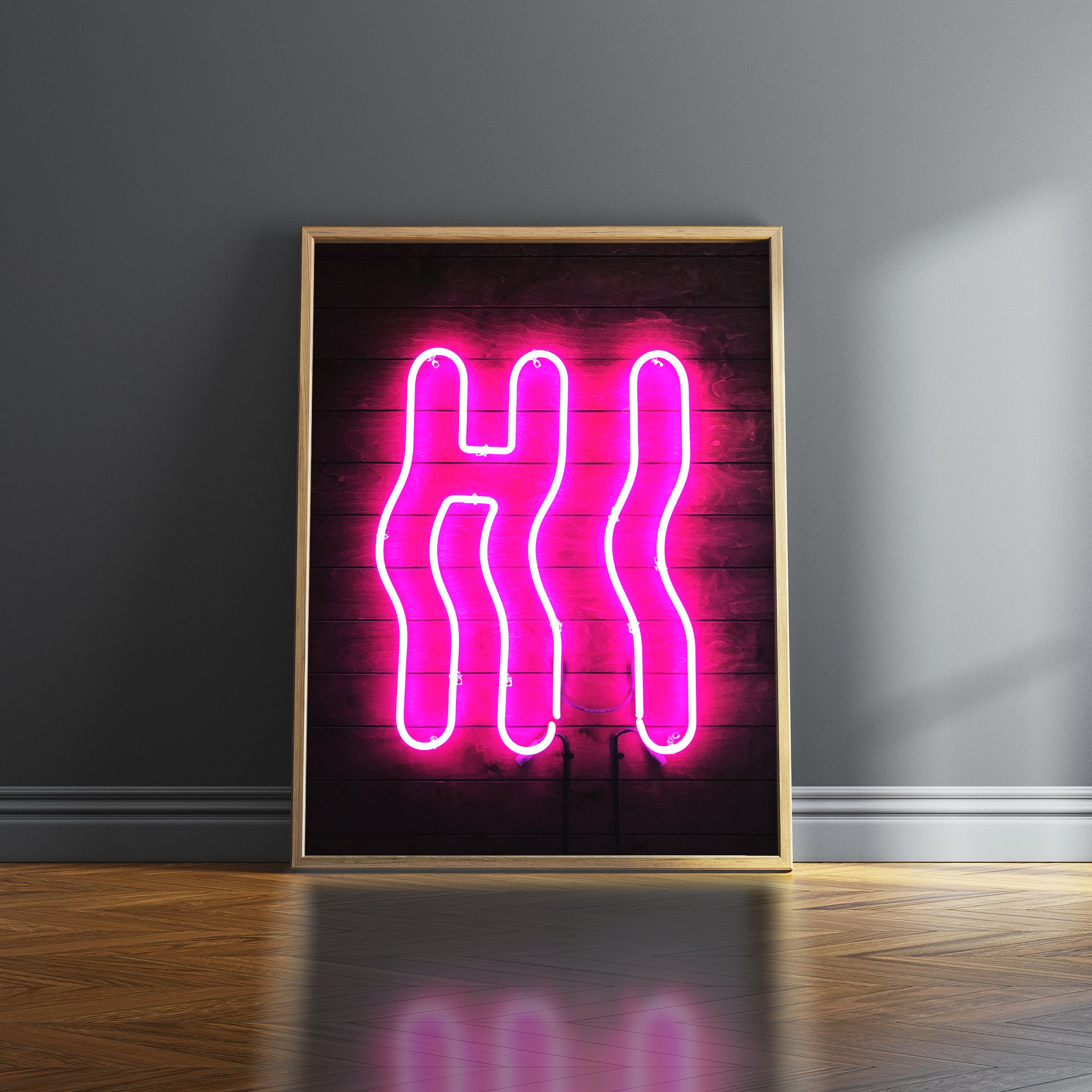 Hi Print, Neon, Wall Art, Wall Art Poster, Printable Digital Download ...