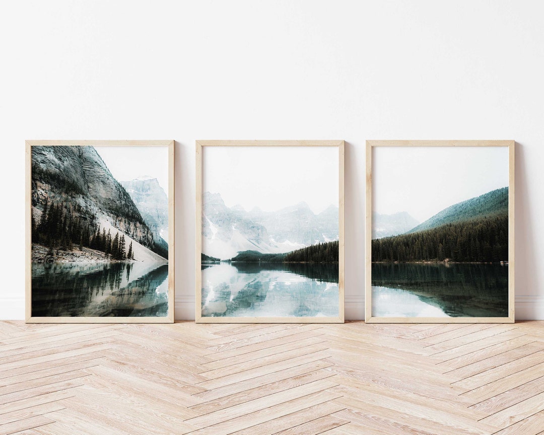 Set of 3 Lake Prints, Lake Wall Art Set, Wall Art Poster, Printable ...