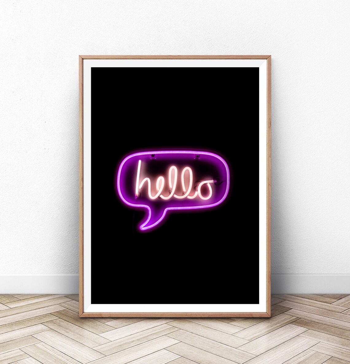 Hello Print, Neon, Wall Art, Wall Art Poster, Printable Digital ...