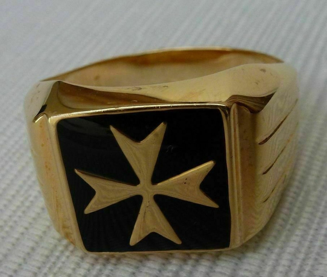 Gold Plated Order of St.john Maltese Cross Solid Square Signet - Etsy