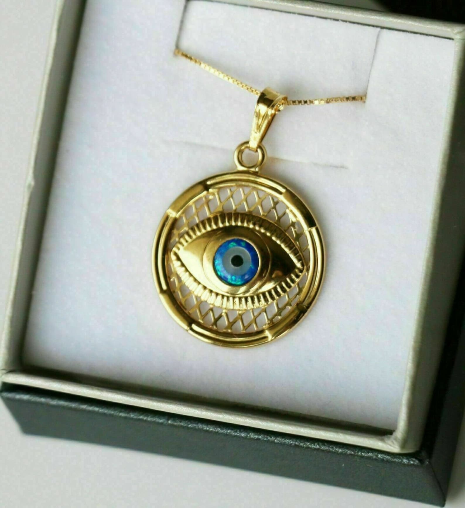9kt / 18kt Gold Eye of Osiris Evil Eye / Devils Eye / Good Luck Pendant ...