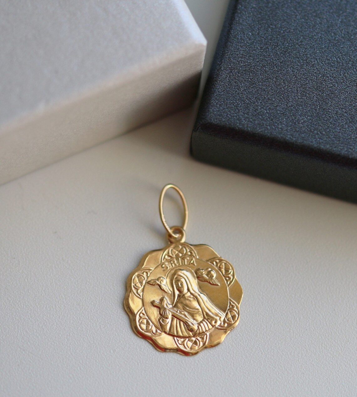 18kt 18ct Yellow Gold Santa Rita Saint Rita Miracle Medal - Etsy