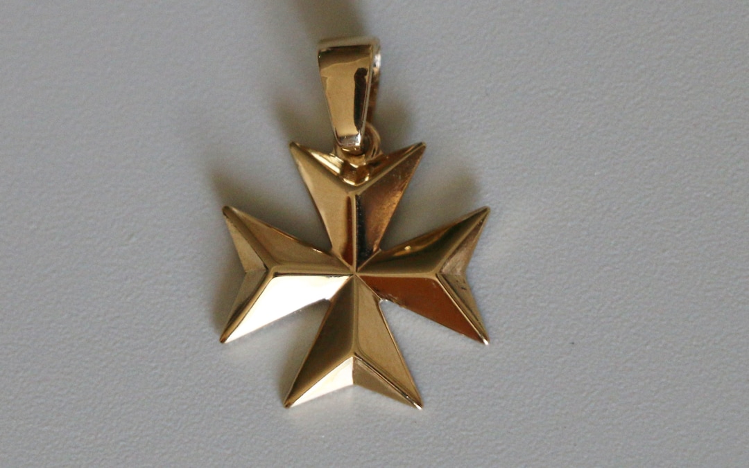 9ct 9k 375 Yellow Gold Maltese Cross SOLID Pendant Charm From Malta ...