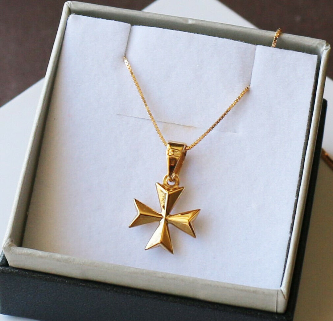 Gold 9ct 9kt 375 Yellow Gold Maltese Cross Knight Croce Pendant New ...