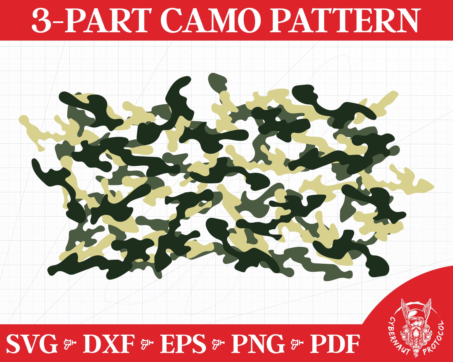 3-Part Camo Pattern Digital Art Cricut Cut File SVG DXF | Etsy