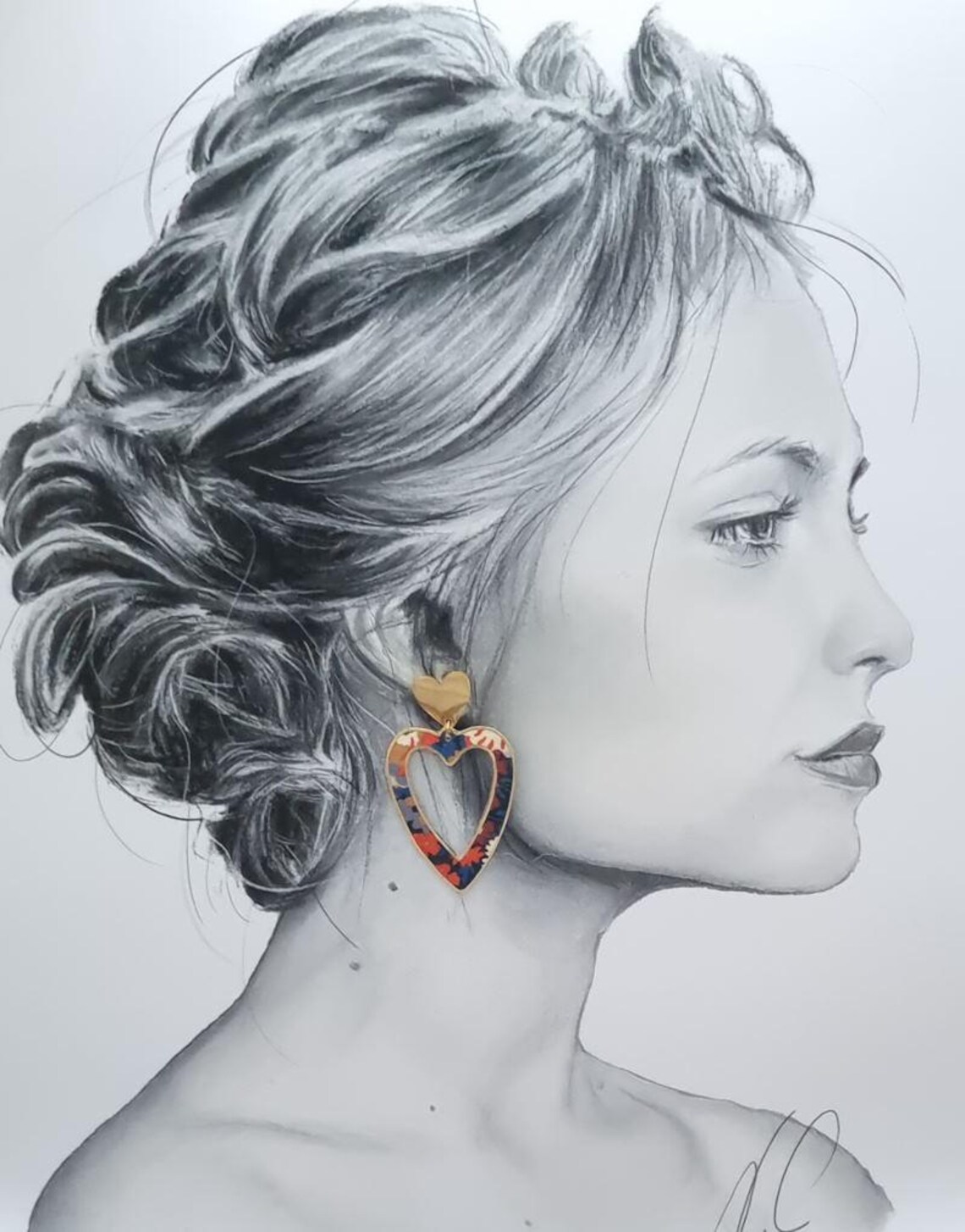 Liberty Thorpe Rust and Gold Stainless Steel Fabric Heart Earrings - Etsy