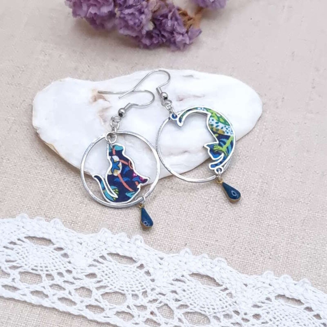 Very Small Mismatched Asymmetrical Cats Earrings Liberty of London ...
