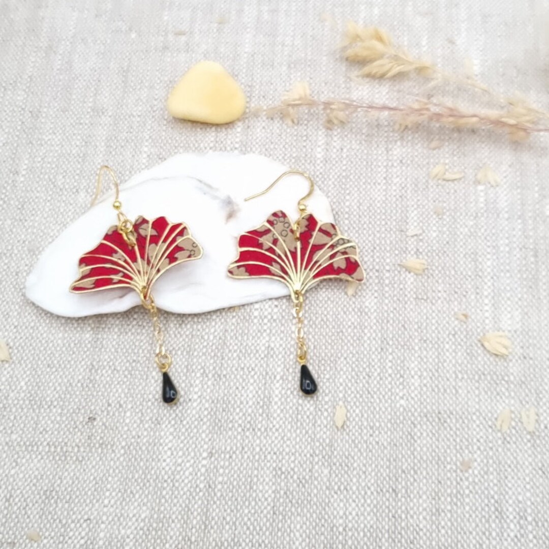 Ginkgo Flower Earring Cotton Fabric Liberty of London Capel Ruby Let ...