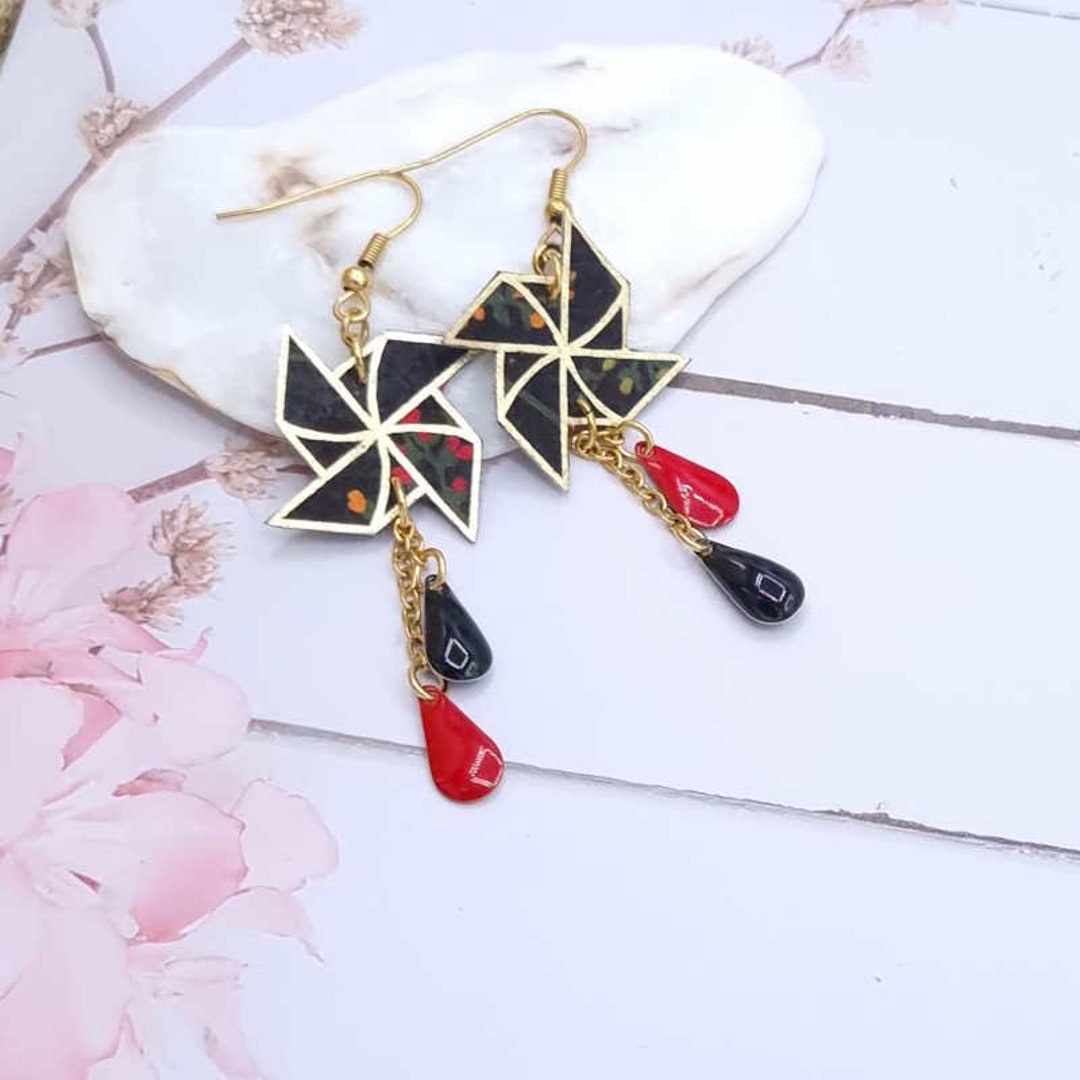 Windmill Buckles in Black Erica Liberty Cotton Fabric and Gold ...