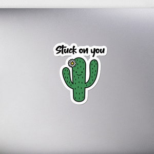 Stuck on You Silly Cactus Sticker - Etsy