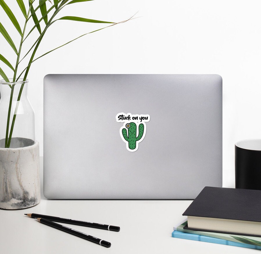 Stuck on You Silly Cactus Sticker - Etsy