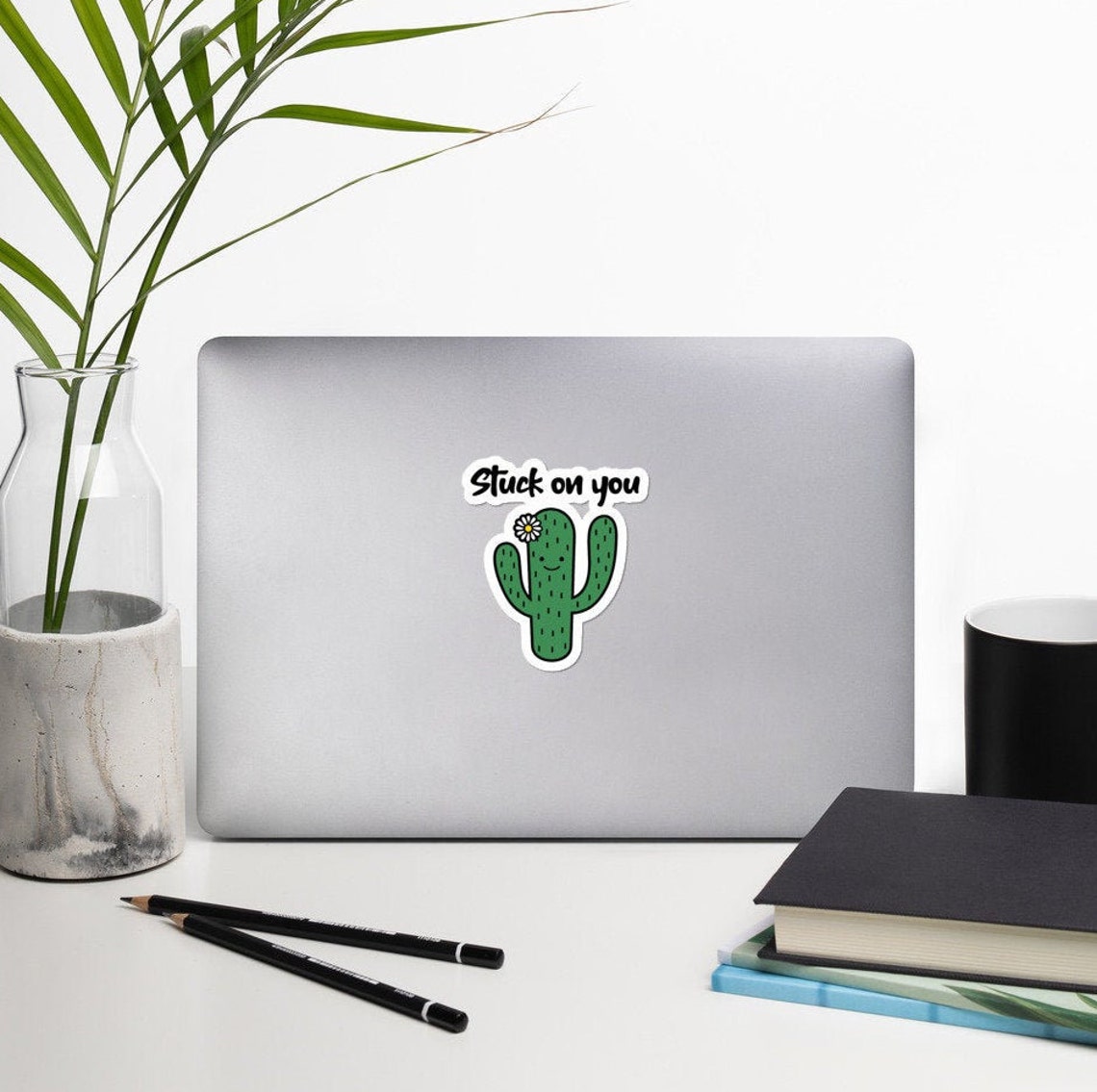 Stuck on You Silly Cactus Sticker - Etsy