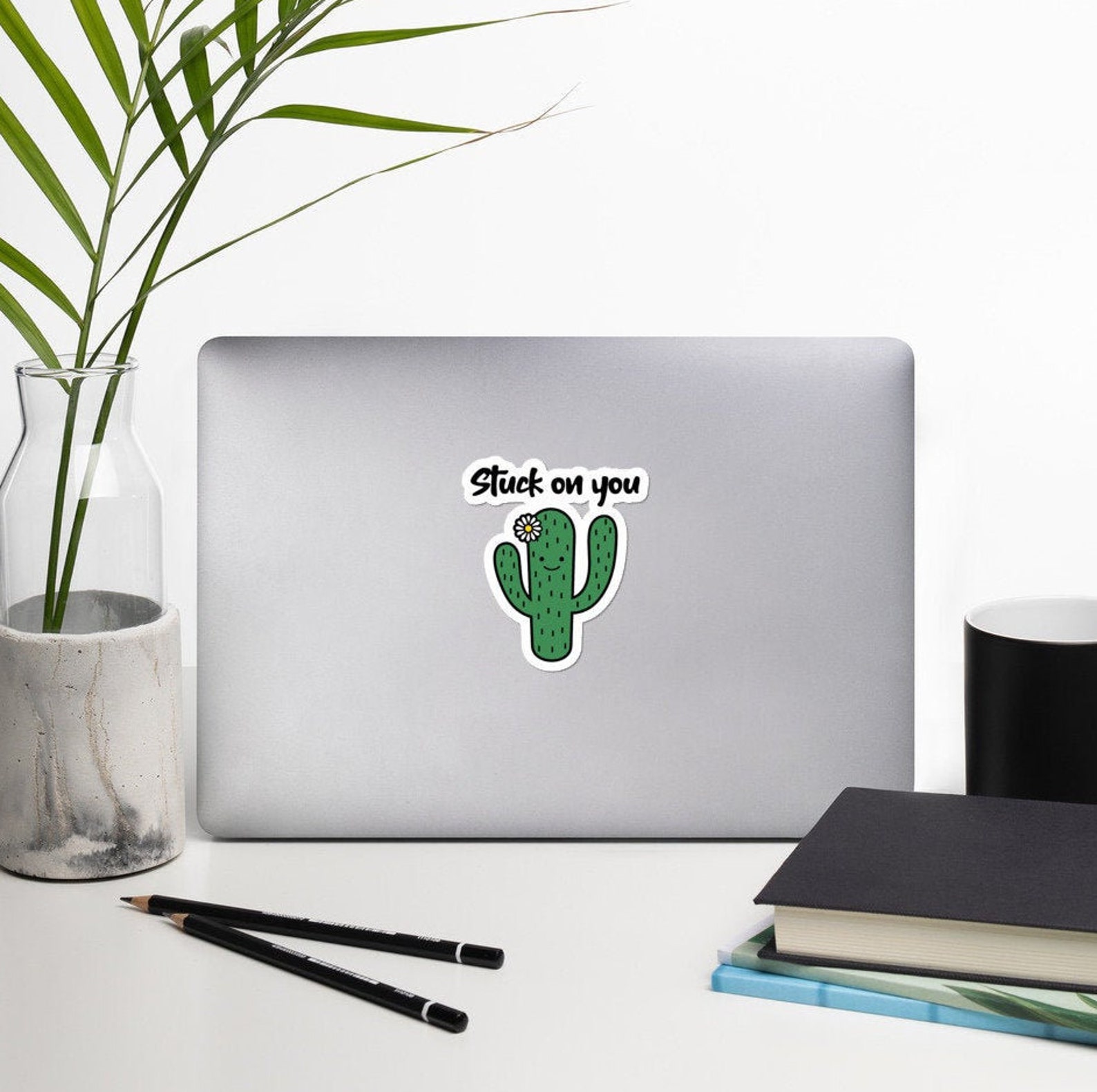 Stuck on You Silly Cactus Sticker - Etsy