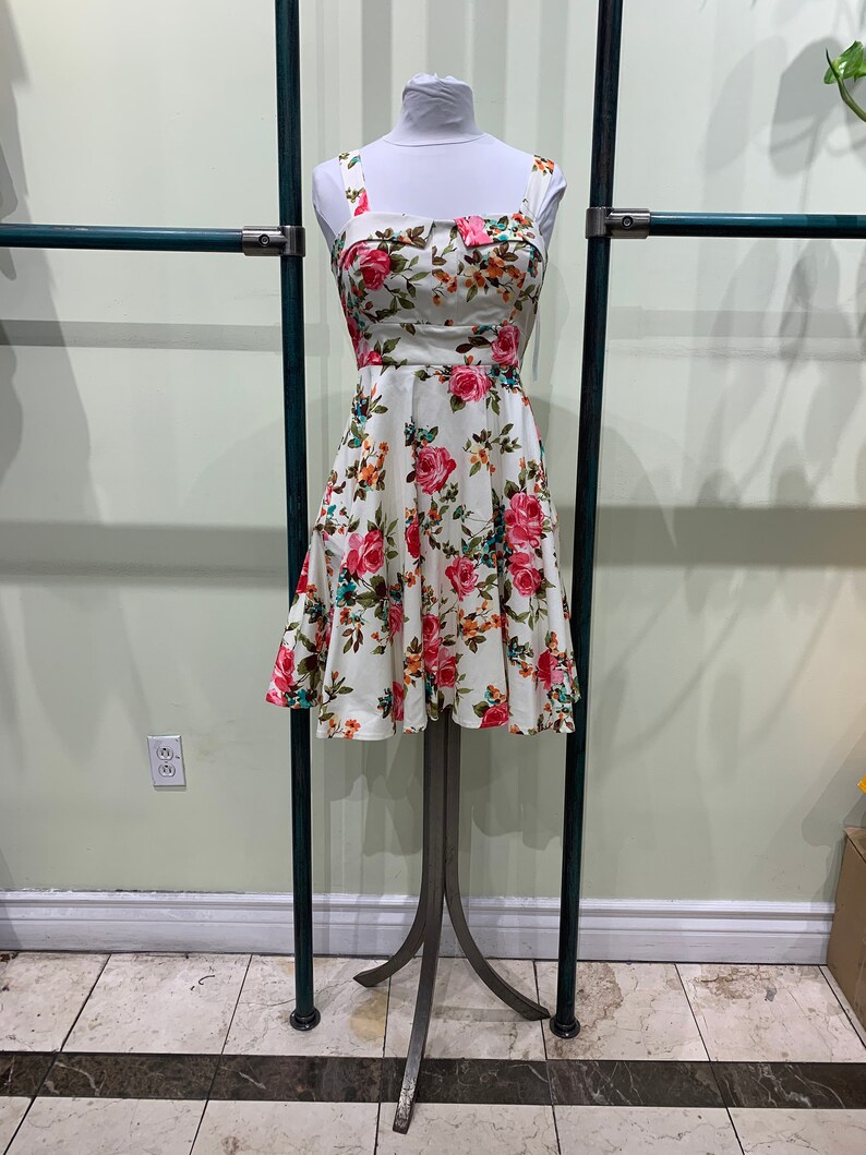 Eva Rose Ivory Rose Floral Fit and Flare Pinup Tie-back Dress - Etsy