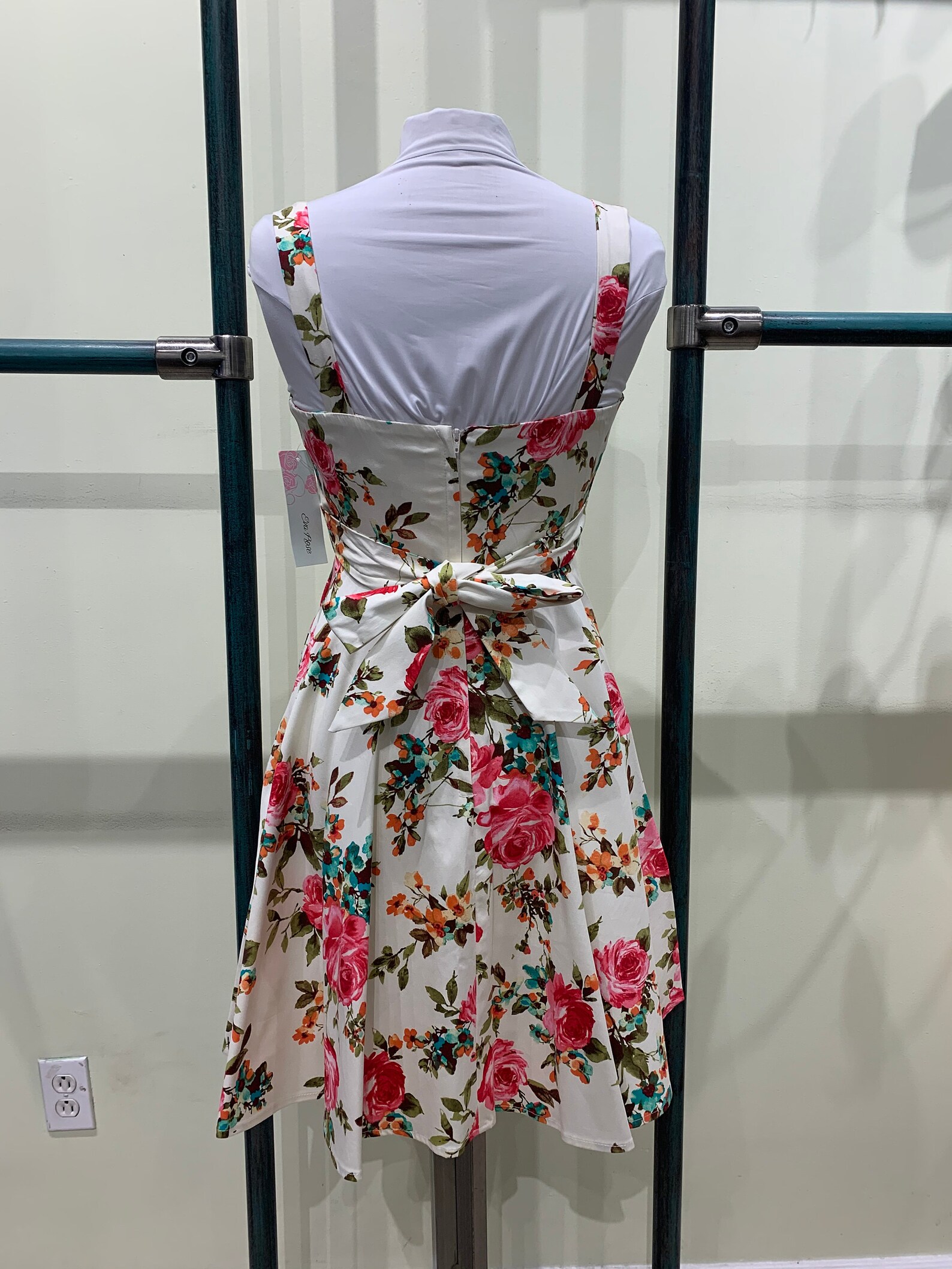 Eva Rose Ivory Rose Floral Fit and Flare Pinup Tie-back Dress - Etsy