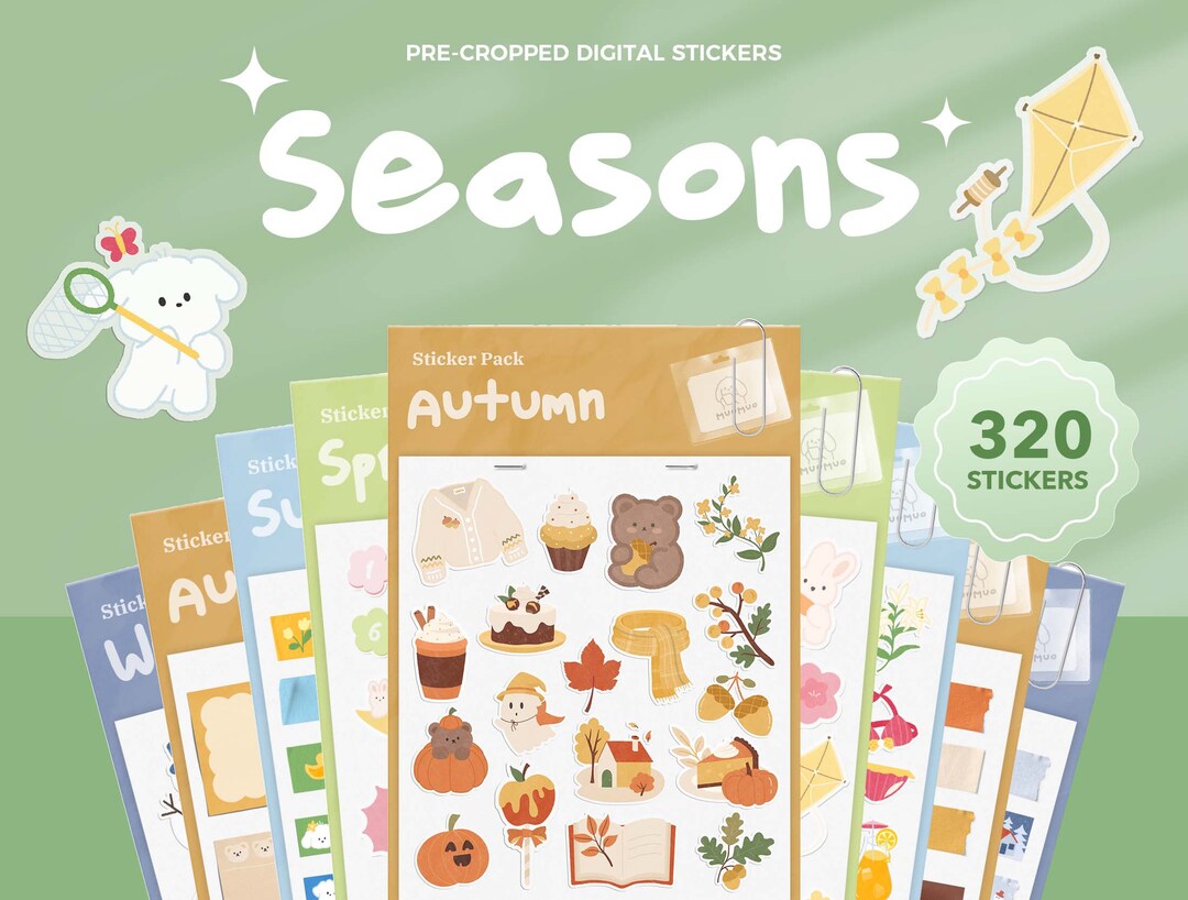 320 Digital Planner Four Seasons Stickers Goodnotes File Notability PNG ...
