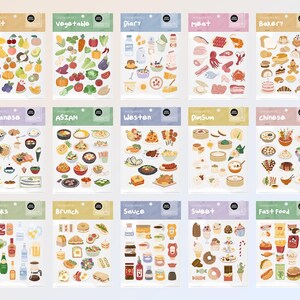 Cute Pre-cropped Food Digital Sticker Book for Goodnotes Elements ...