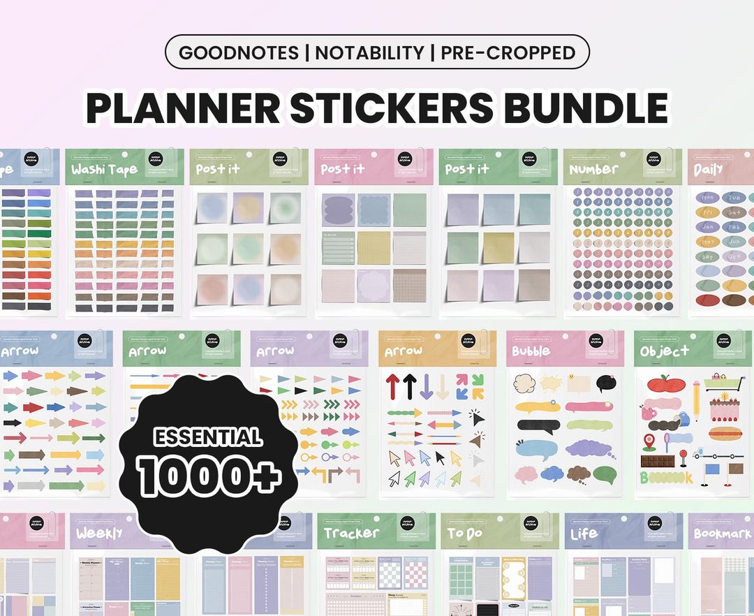 Digital Planner Sticky Notes Memopads Bundle | Goodnotes | Notability ...