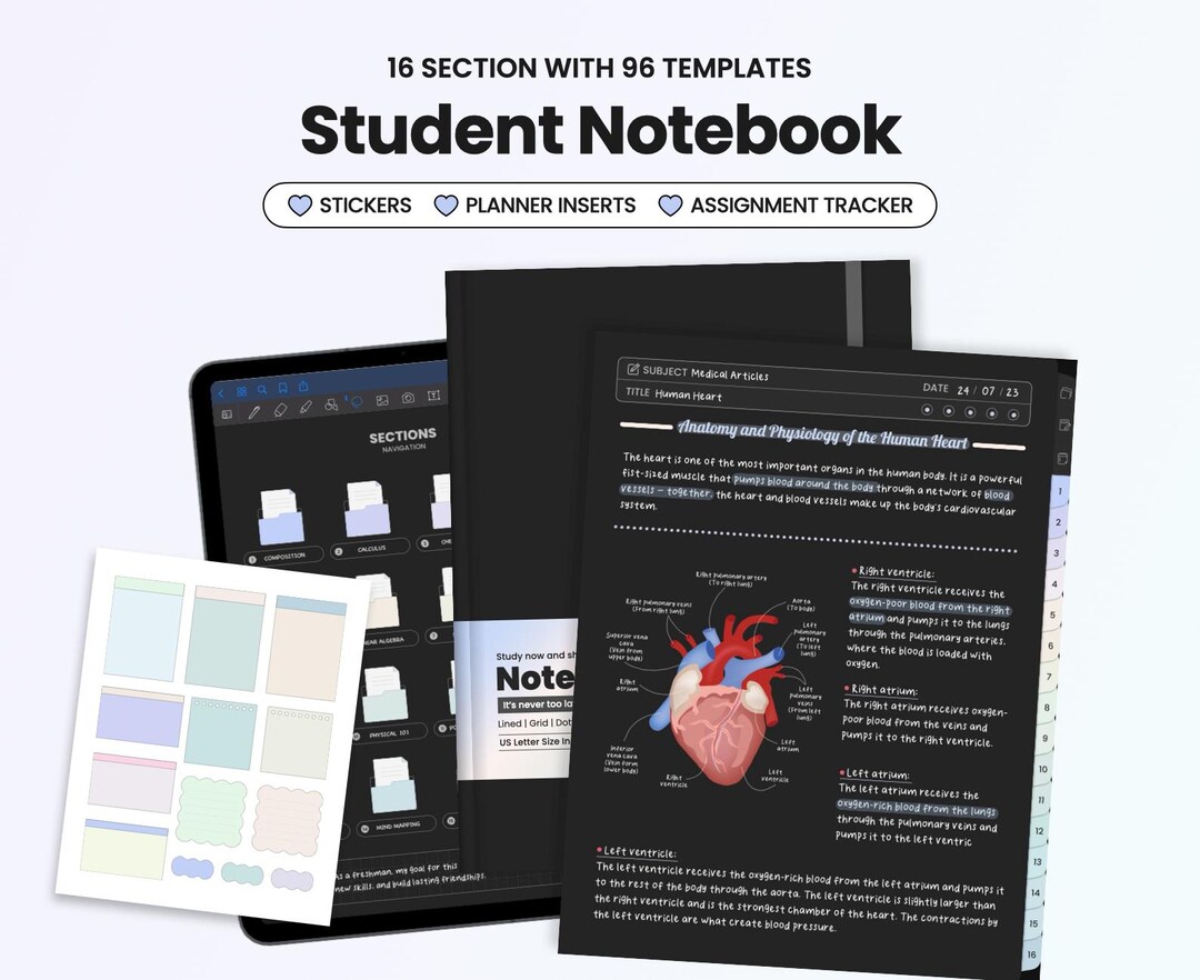 Student Digital Notebook for Goodnotes Notability iPad Hyperlinked ...