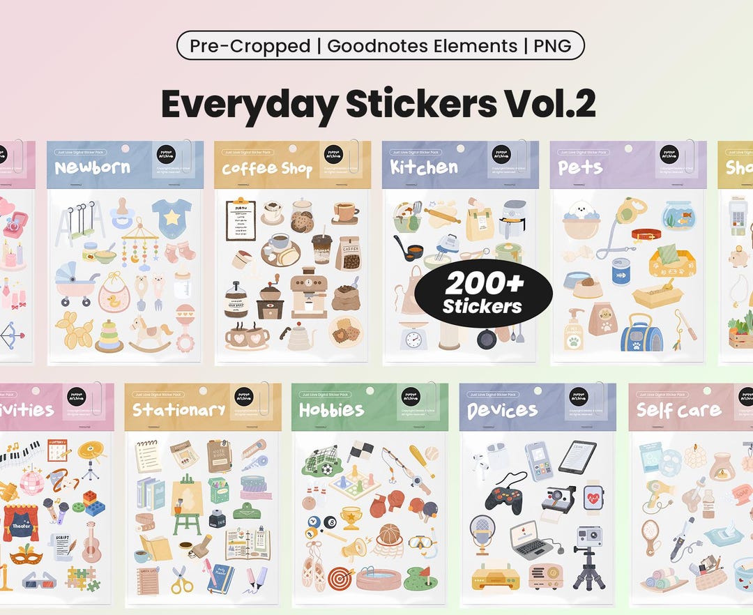 Cute Everyday Life Digital Stickers for Goodnotes Daily Activity ...