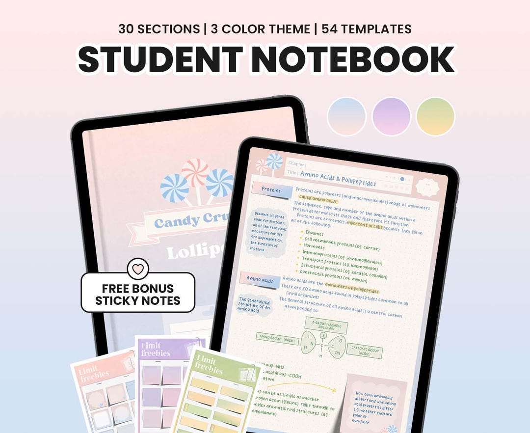 Gradient Digital Notebook Planner | Goodnotes Portrait Template With 30 ...