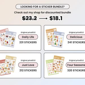 Cute Pre-cropped Food Digital Sticker Book for Goodnotes Elements ...