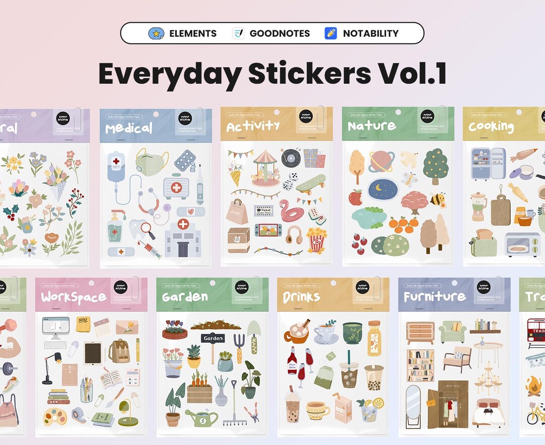Everyday Digital Stickers for Goodnotes Stickers iPad Planner Stickers ...
