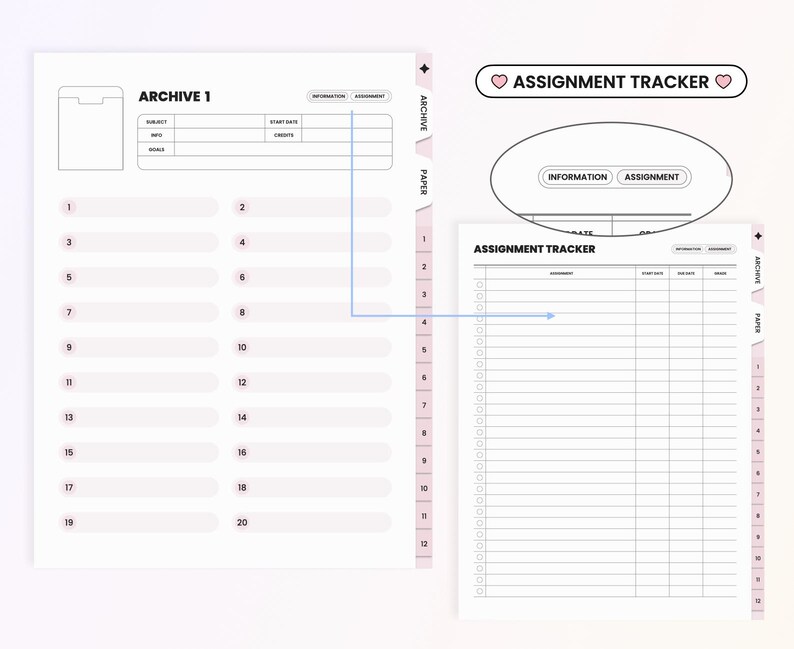 12-in-1 Pink Student Digital Notebook for Goodnotes Notability iPad ...