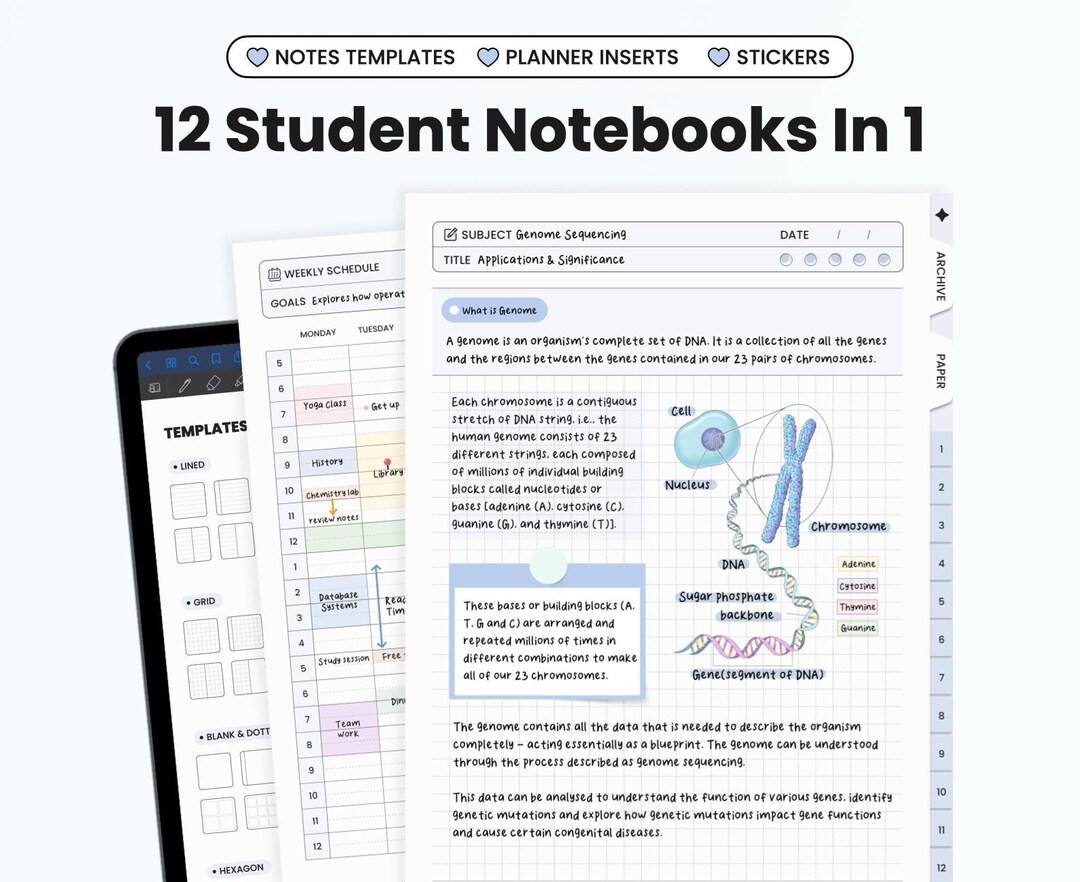 12 in 1 Student Digital Notebook for Goodnotes Notability iPad ...
