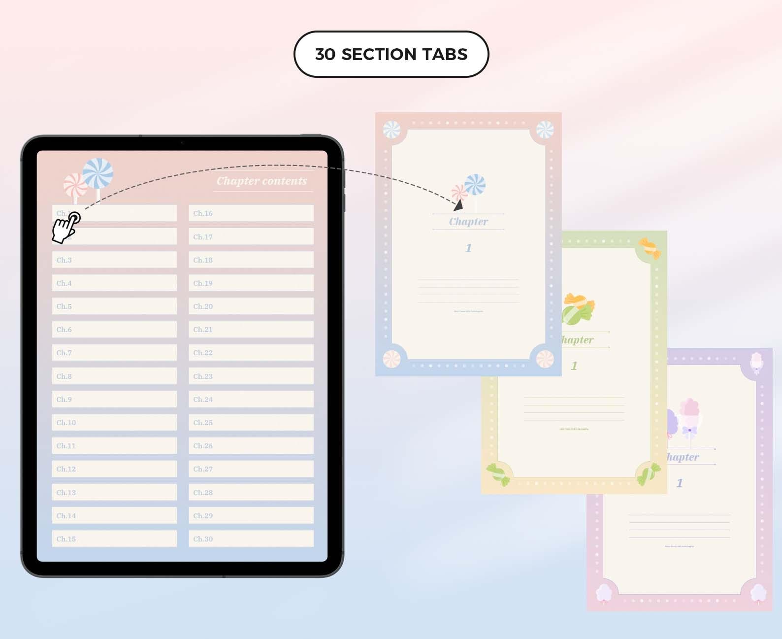Gradient Digital Notebook Planner | Goodnotes Portrait Template With 30 ...
