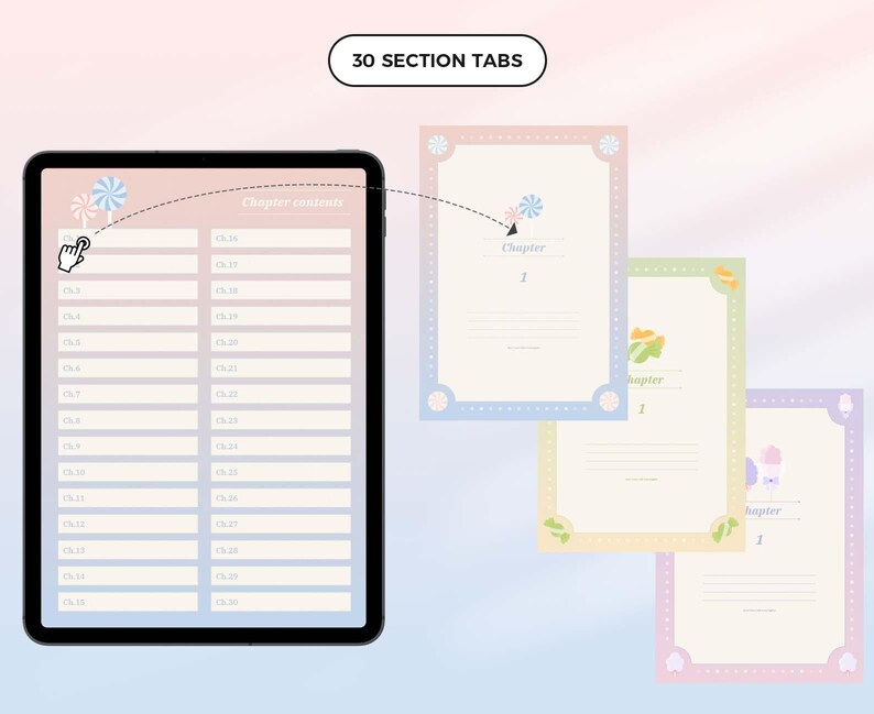 Gradient Digital Notebook Planner | Goodnotes Portrait Template With 30 ...