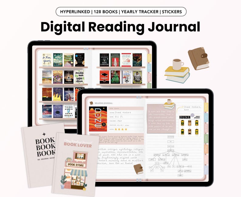Digital Reading Journal for Goodnotes Reading Tracker Planner Log iPad ...